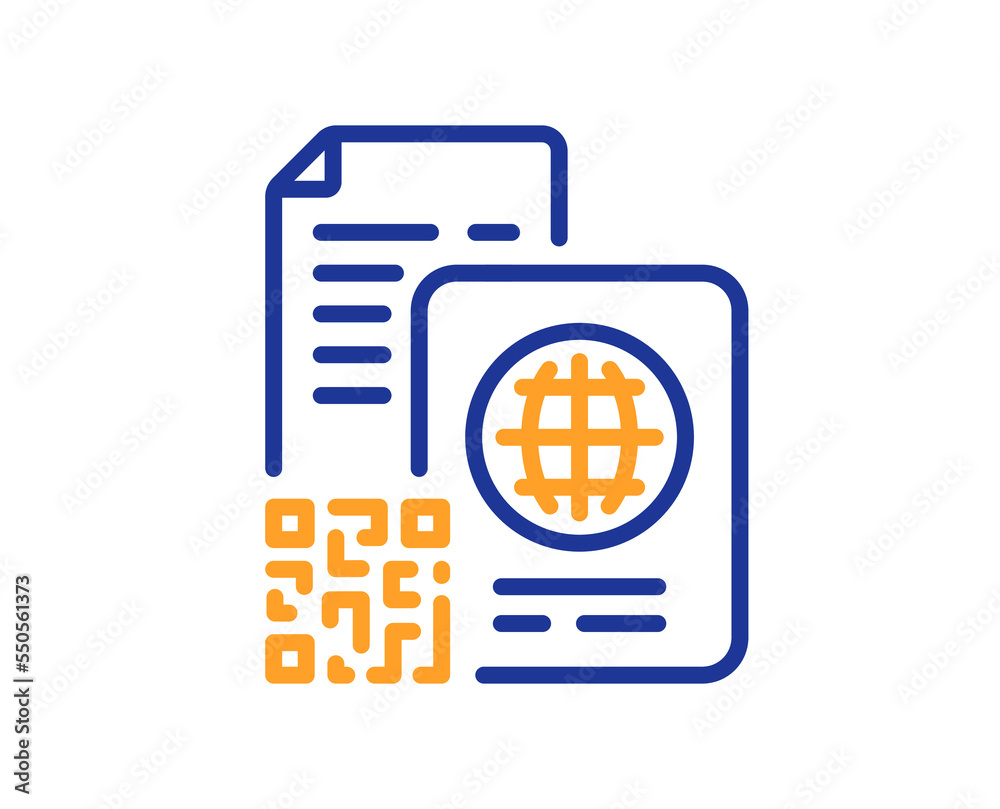 Qr code line icon. Scan barcode sign. Passport id symbol. Colorful thin ...