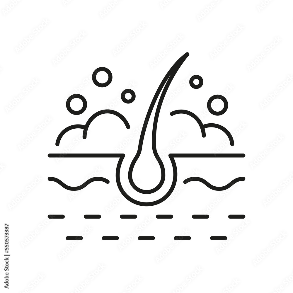 Vektor Hair Wash Line Icon. Follicle Washing with Shampoo and Foam ...