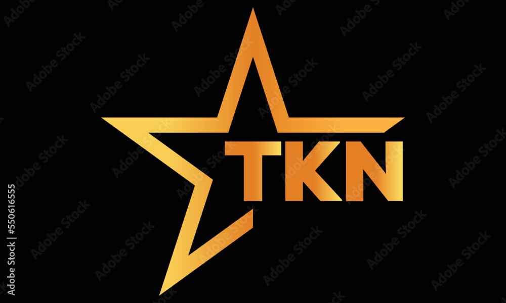 TKN golden luxury star icon three letter logo design vector template ...