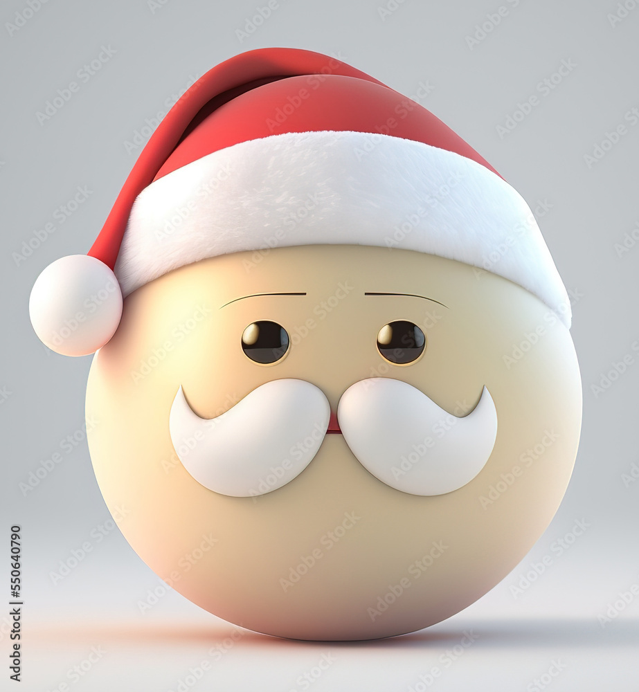 A Christmas emoji with a Santa Claus face wearing a Santa hat, with a ...