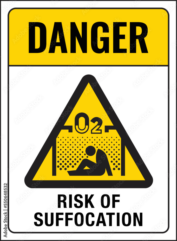 danger risk of suffocation confined space safety sign vector Stock ...