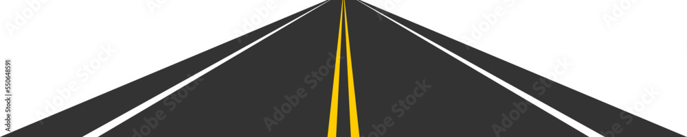 Perspective view of road going far away. Empty highway with marking ...