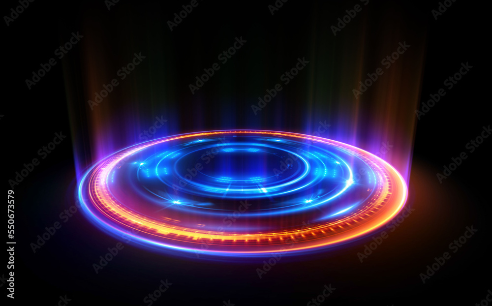 Glow swirl light effect. Circular lens flare. Abstract rotational lines ...