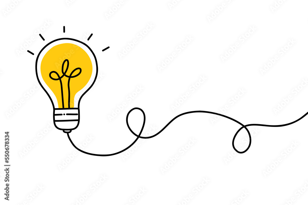 Background creative idea with hand drawn light bulb and lines Stock ...