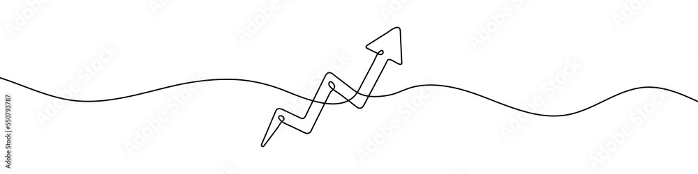 Growing graph in continuous line drawing style. Line art business chart ...