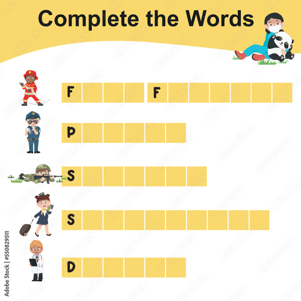 What letters are missing? Complete the missing words. Educational Word ...