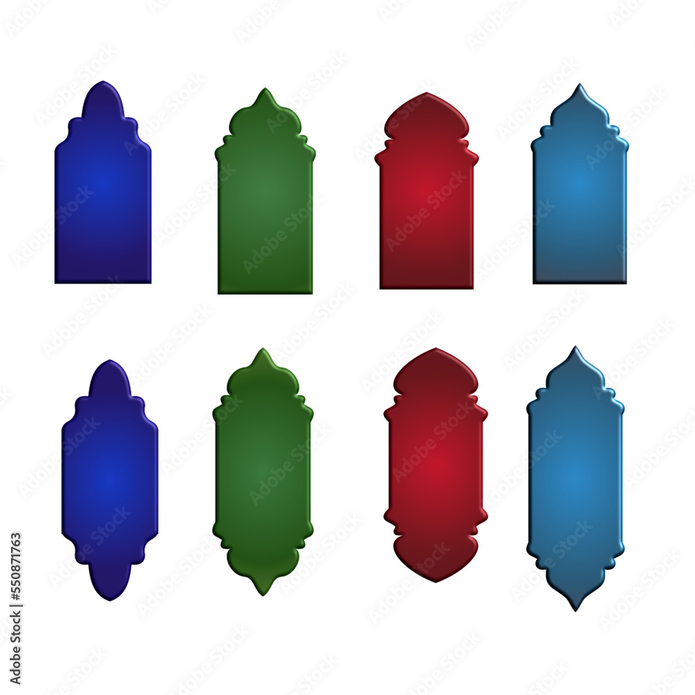 Islamic windows and arches gradient. Vector flat style cartoon ...