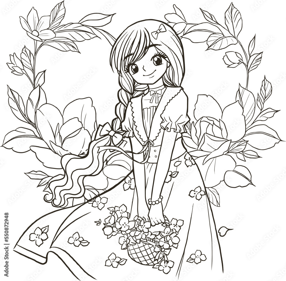 princess cartoon doodle kawaii anime coloring page cute illustration ...