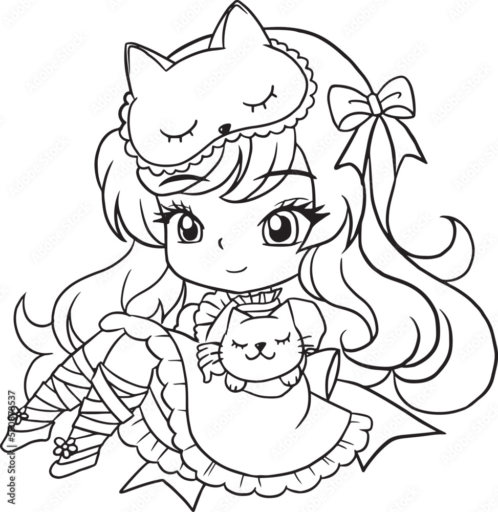 princess cartoon doodle kawaii anime coloring page cute illustration ...