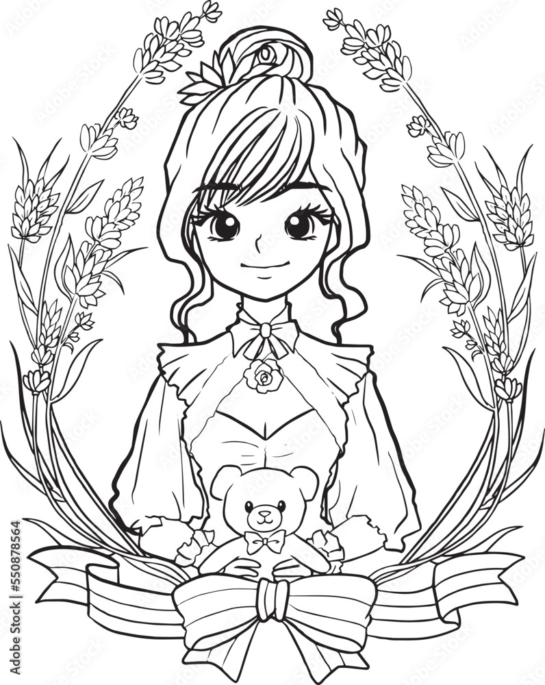 princess cartoon doodle kawaii anime coloring page cute illustration ...