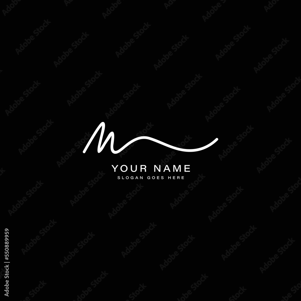 Initial Letter M Logo, Handwritten Signature in joining style for ...