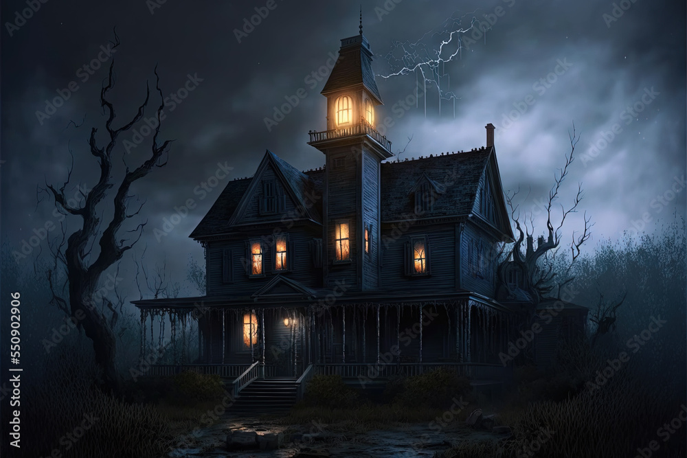 Old Haunted House - Exterior Stock Illustration | Adobe Stock