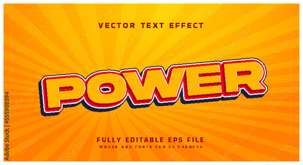 Editable Power Text Effect With Comic Background Stock Vector | Adobe Stock