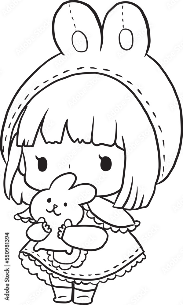 girl fantasy cartoon doodle kawaii anime coloring page cute ...