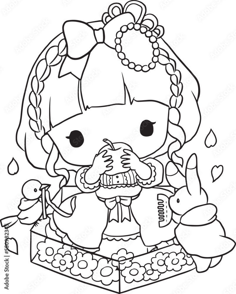girl fantasy cartoon doodle kawaii anime coloring page cute ...