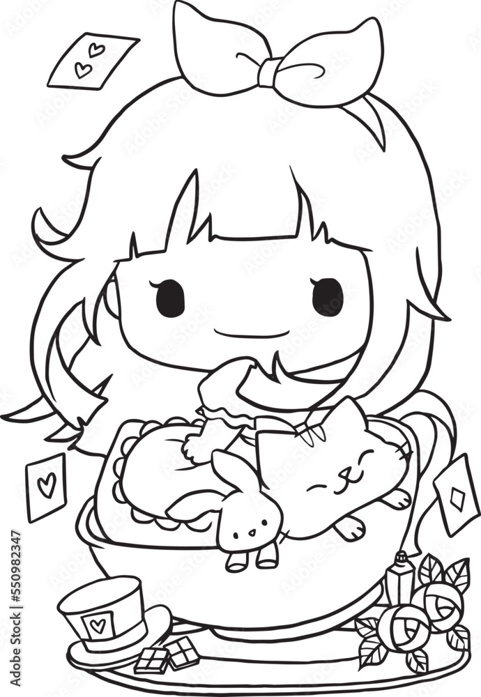 princess girl cartoon doodle kawaii anime coloring page cute ...