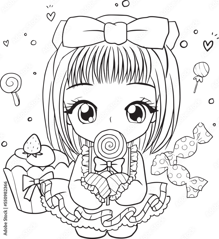 princess girl cartoon doodle kawaii anime coloring page cute ...