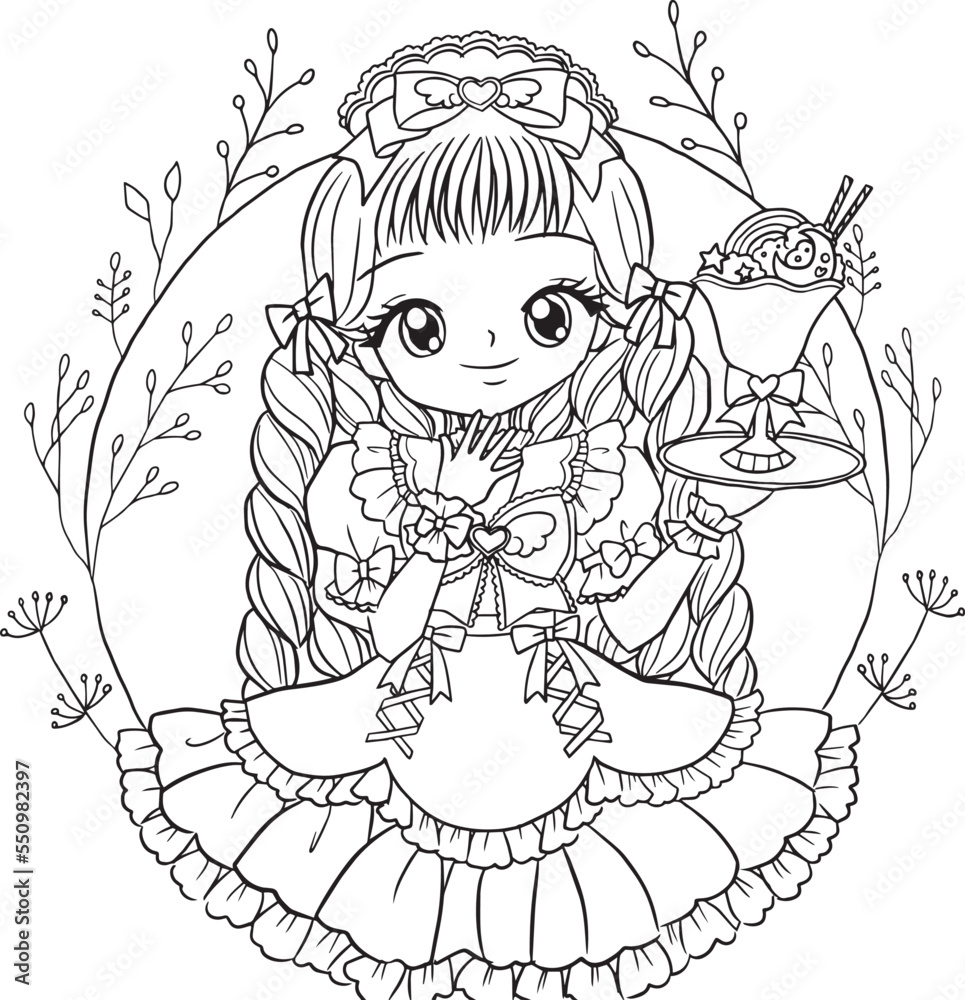 princess girl cartoon doodle kawaii anime coloring page cute ...
