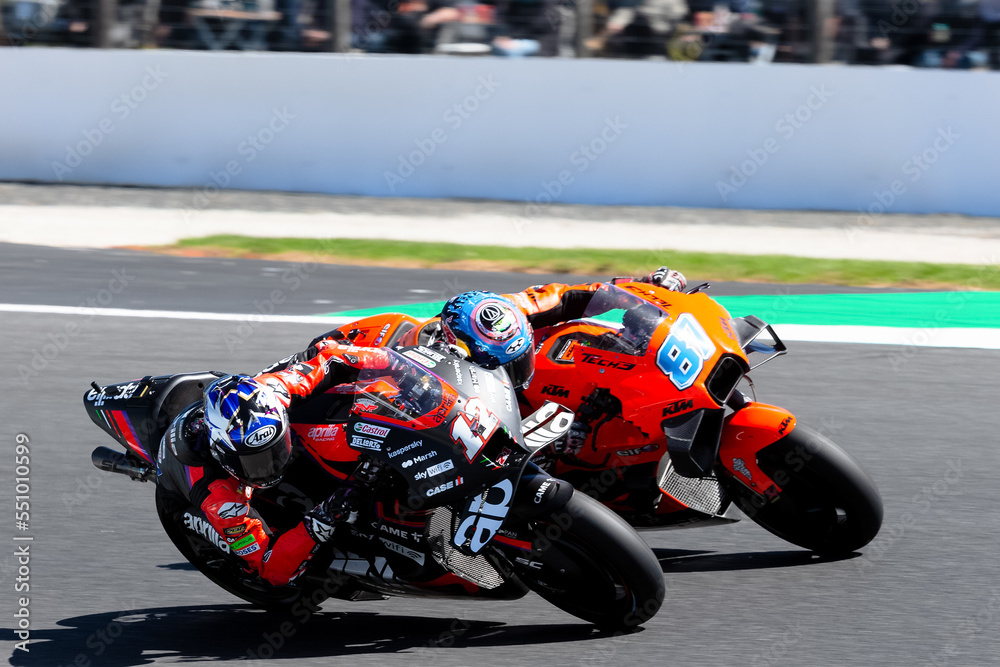 Remy Gardner of Australia on the Tech3 KTM Factory Racing KTM overtakes ...