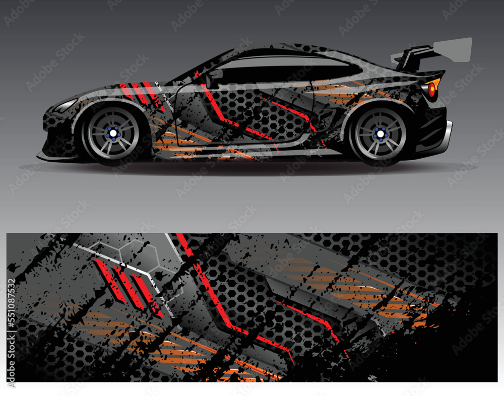Car wrap design concept. Abstract racing background for wrapping ...