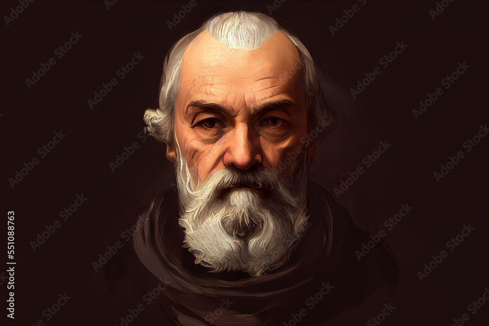 Portraits of the great physicist, astronomer, philosopher, and ...