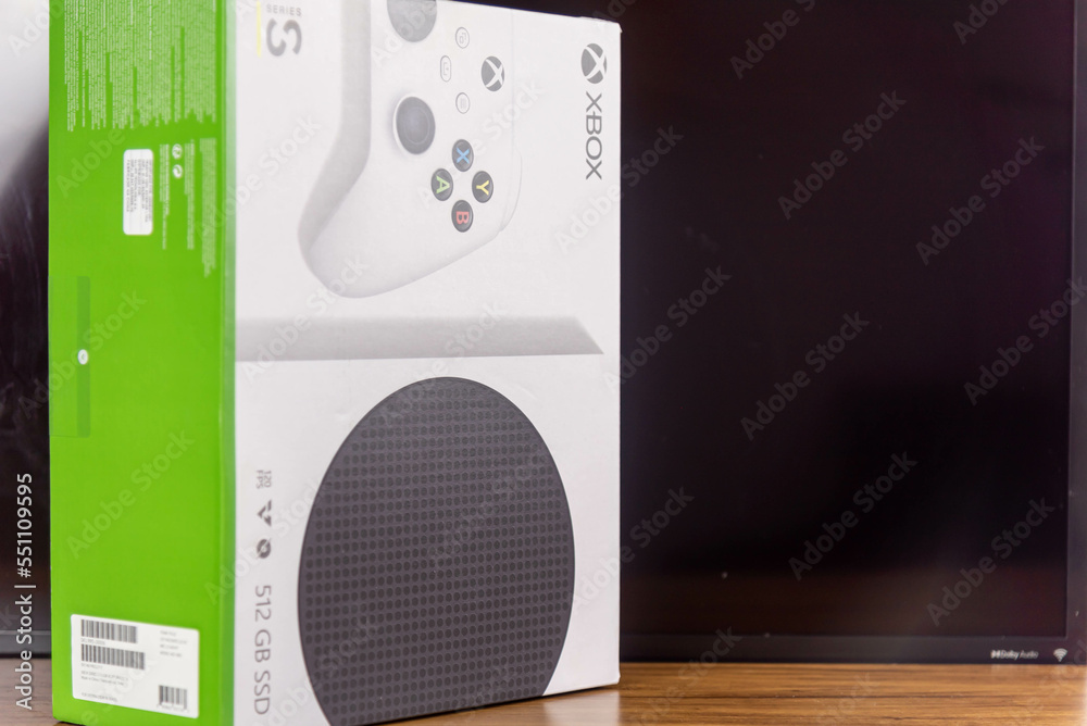 Xbox series s game console box Stock Photo | Adobe Stock