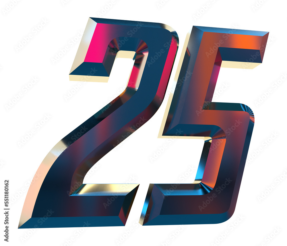 Isolated Logo of Alphabet 25, Silver Jubilee Anniversary. Gold Metallic ...