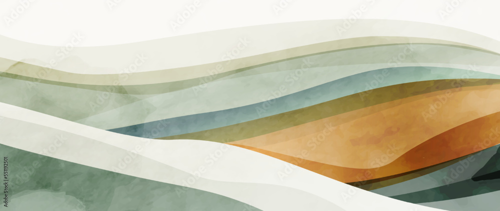Landscape art background with mountains and hills in a watercolor style ...