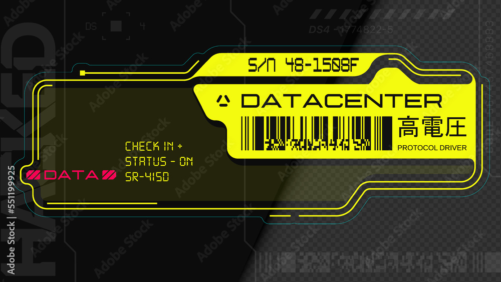 Cyberpunk decals set. Set of stickers and labels in futuristic style ...