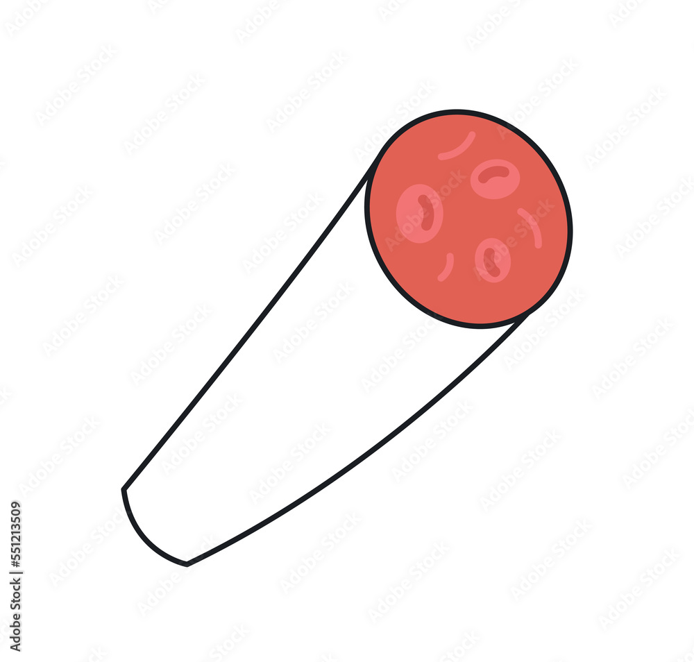 Simple medical icon. Sticker with blood vessel, erythrocytes, platelets ...
