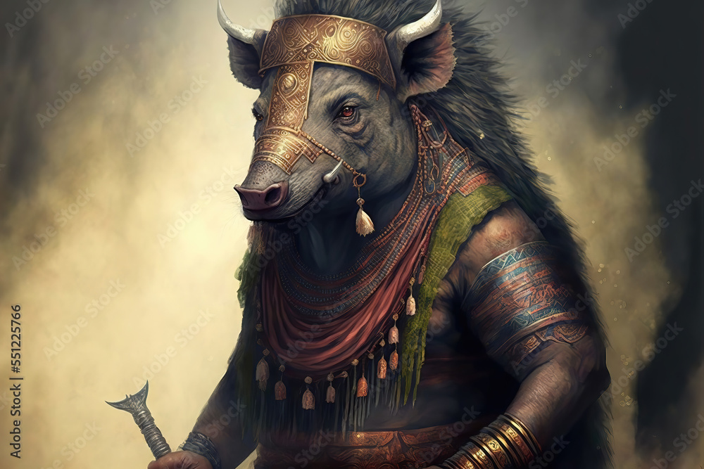 AI generated image of Varaha avatar, the third incarnation of Hindu god ...