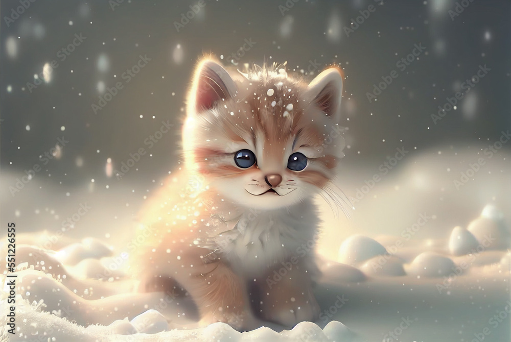 Cute kitten 3d cartoon render,Generative Ai Stock Illustration | Adobe ...