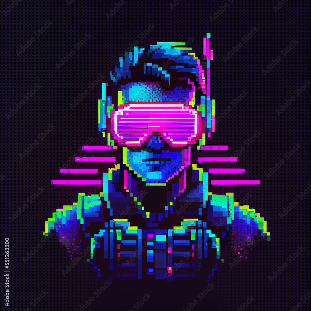 Cyberpunk Pixel Art Stock Illustration | Adobe Stock