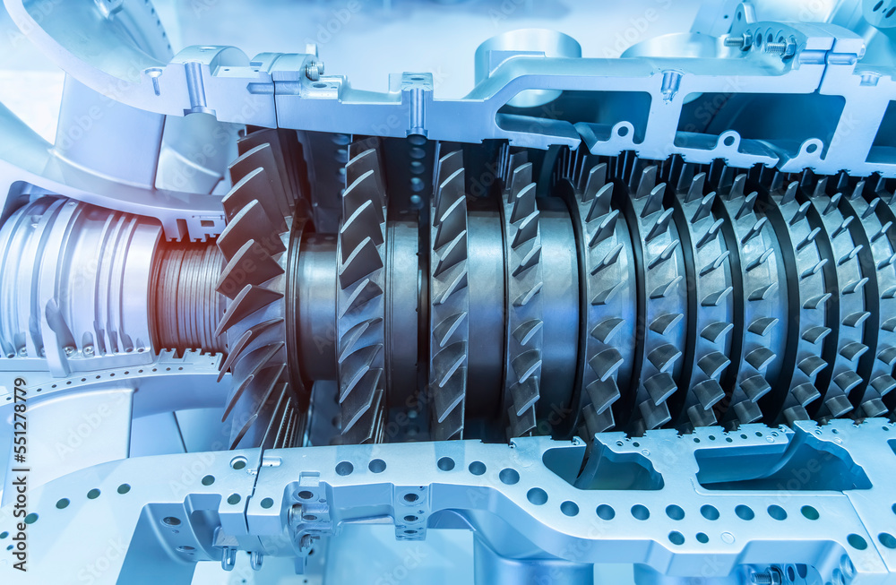 Model of turbine engine with longitudinal section for studying ...