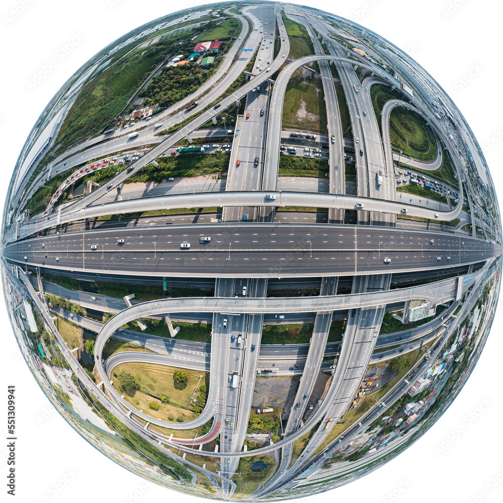 Stock-Foto „360 Degree Stereographic projection of Expressway top view ...