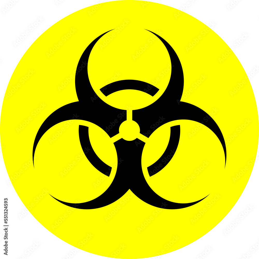 Round Black and Yellow Warning Sign with Biological Hazard or Biohazard ...