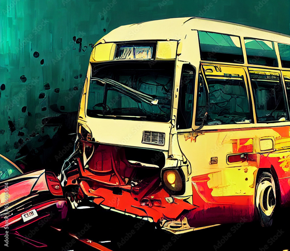 Road accident, accident with a passenger city bus, the bus crashed into ...