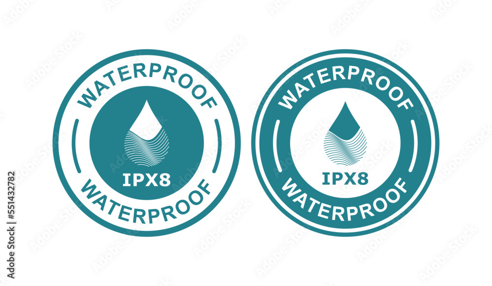IPX8 waterproof vector logo badge. Suitable for information and product ...