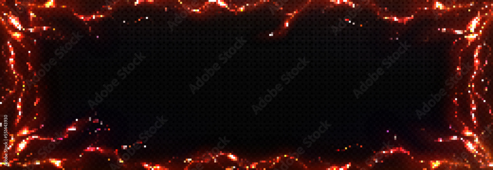 Realistic orange lightning frame png isolated on transparent background ...