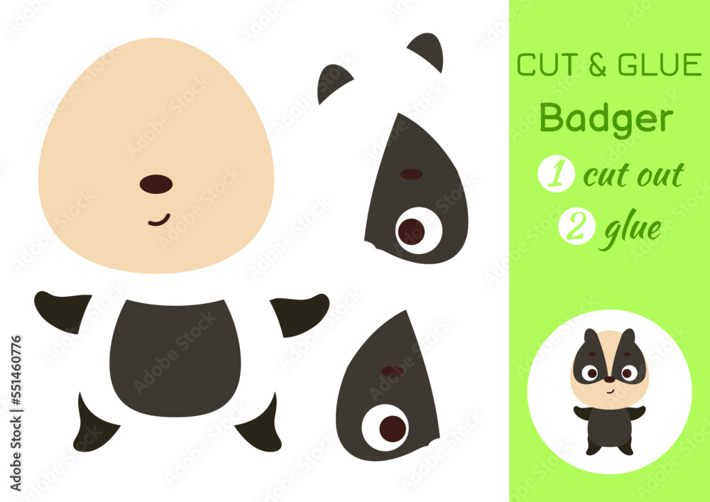 Cut and glue paper little badger. Kids crafts activity page ...