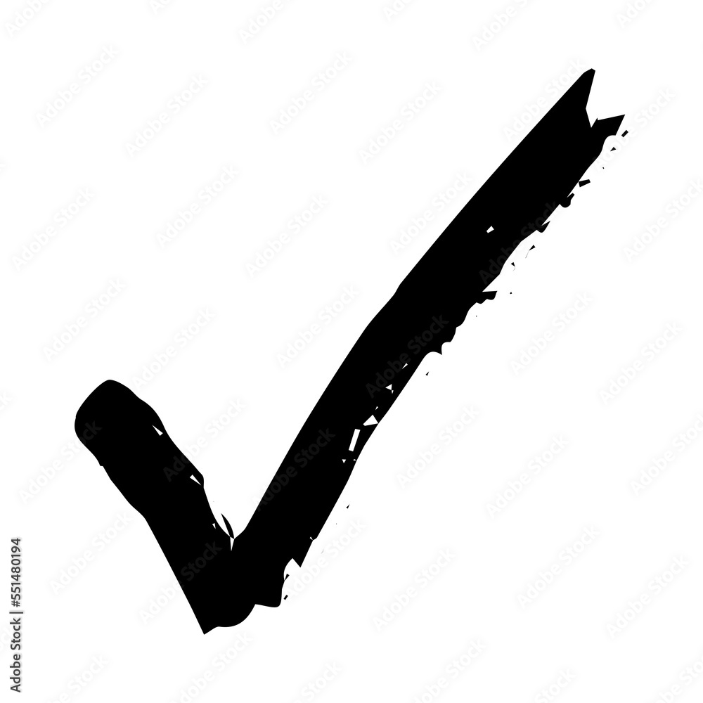 Hand drawn check mark illustration. Marker right sign clipart. Ink ...