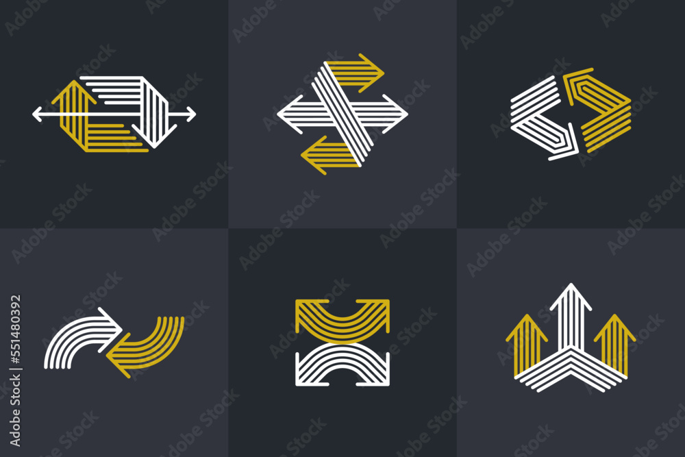 Arrow vector original logos set isolated, pictogram symbol of double ...