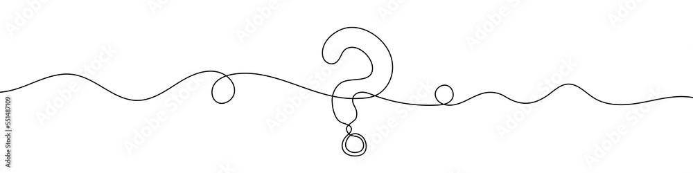 Question mark linear background. One continuous line drawing of ...