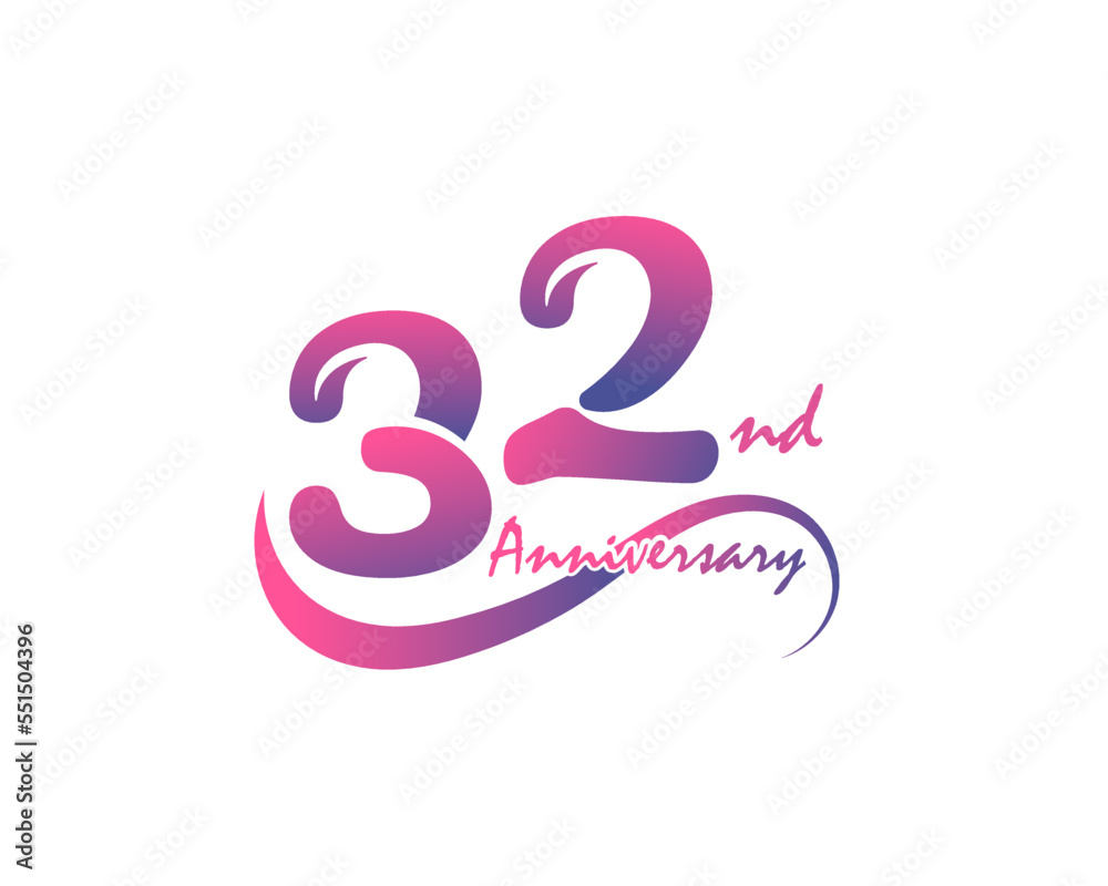 32 years anniversary logotype. 32nd Anniversary template design for ...