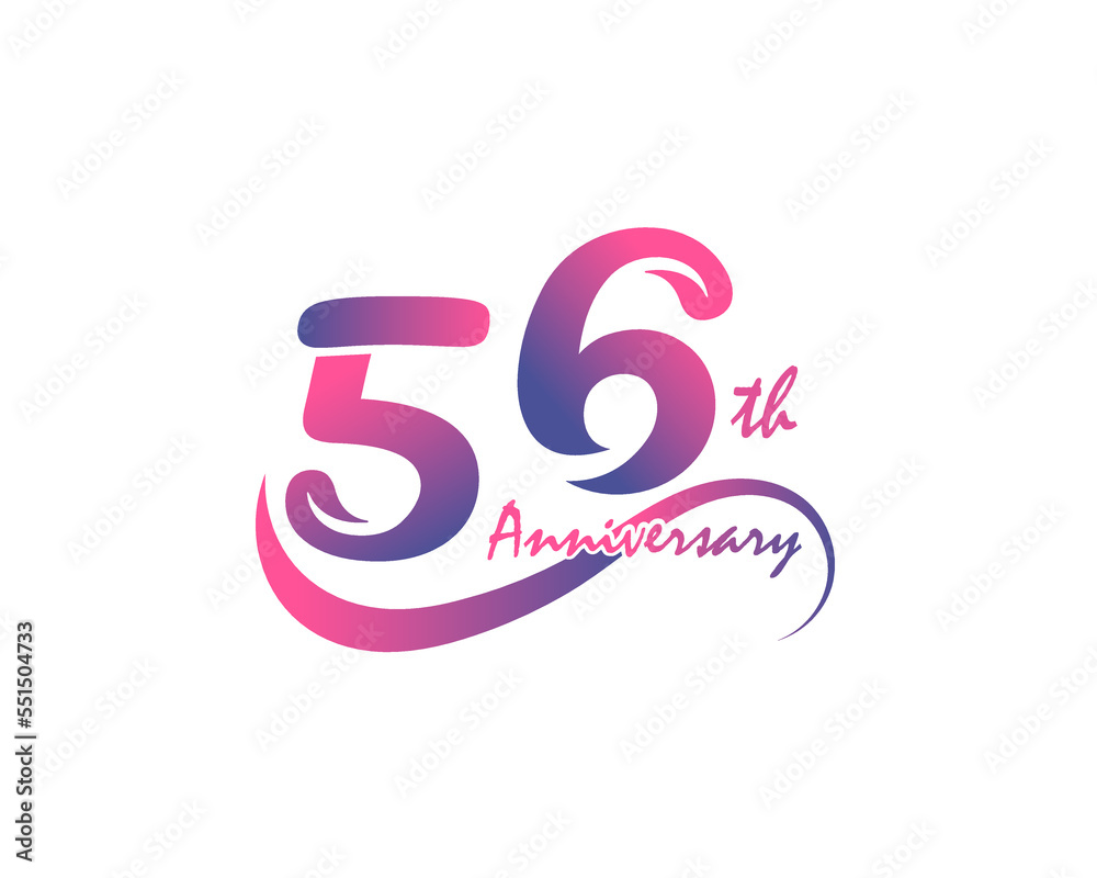 56 years anniversary logotype. 56th Anniversary template design for ...