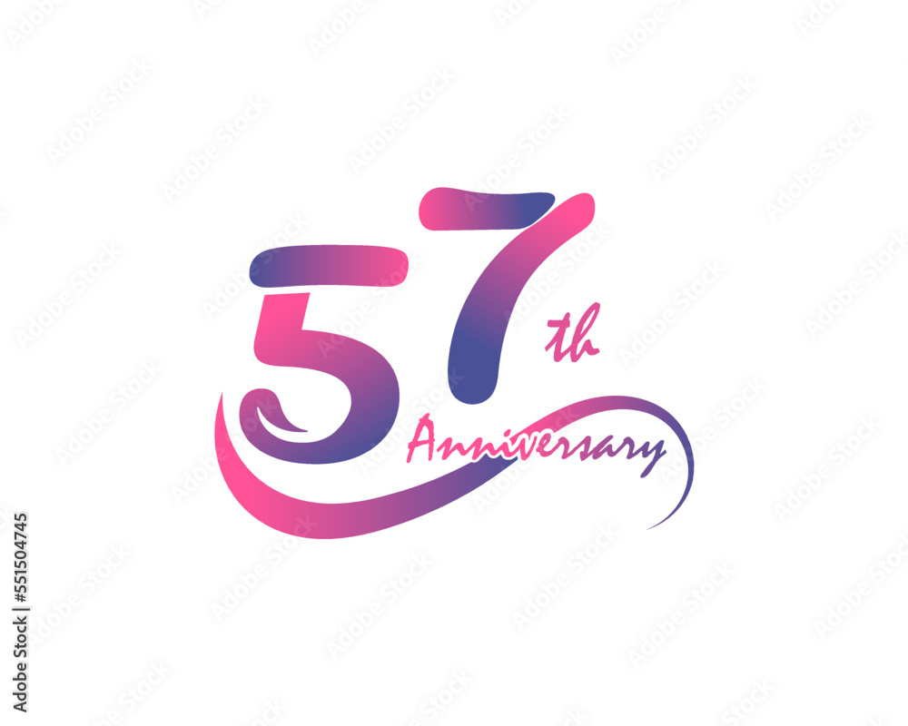 57 years anniversary logotype. 57th Anniversary template design for ...