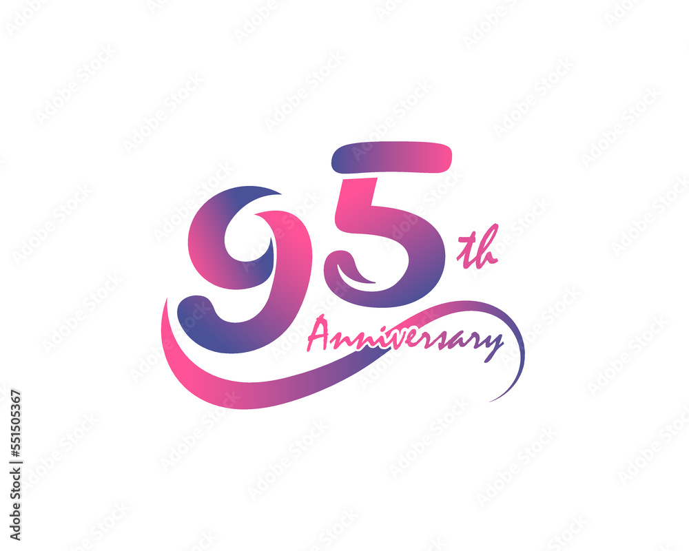 95 years anniversary logotype. 95th Anniversary template design for ...