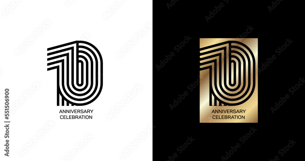 Jubilee Ten. Gold and black numbers. Poster template for 10th ...