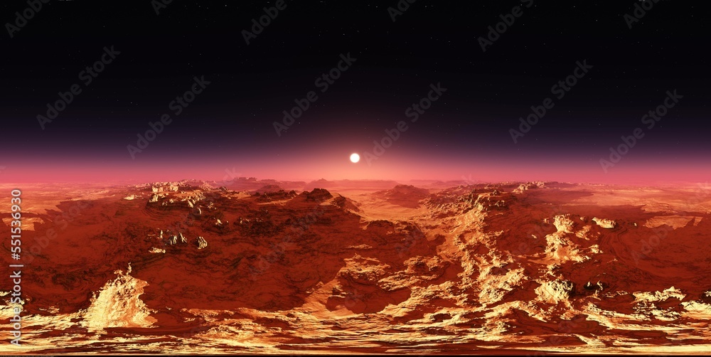 alien landscape at the rising of a star, HDRI, environment map , Round ...