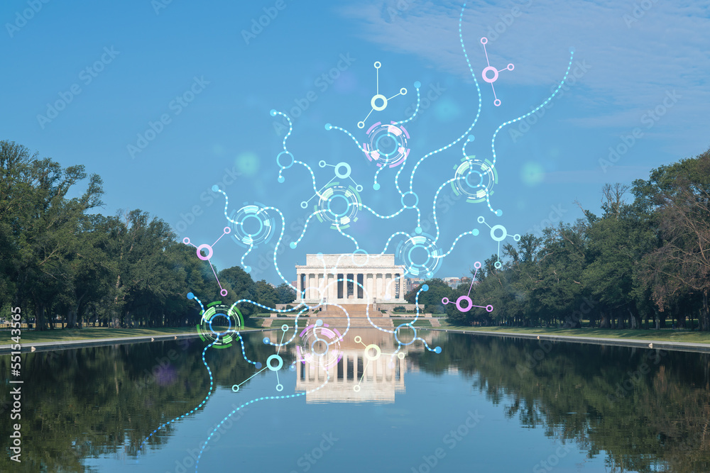 Lincoln Memorial, Washington DC, USA. Seen from reflecting pool ...